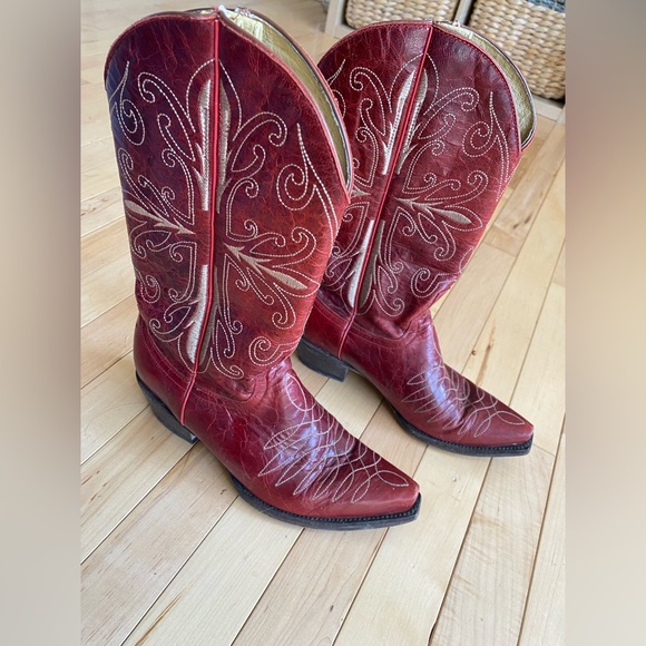 Cavenders | Shoes | Cavenders Red Leather Cowgirl Boots 65 | Poshmark